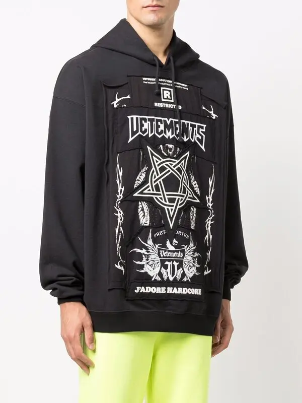 Vetements J'adore Hardcore Patchwork Hoodie