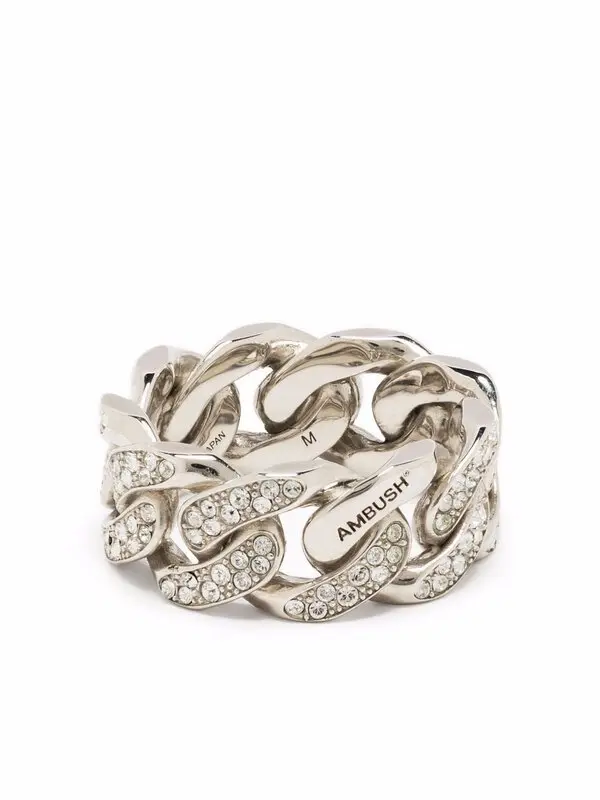 AMBUSH Pave-crystal Chain Ring