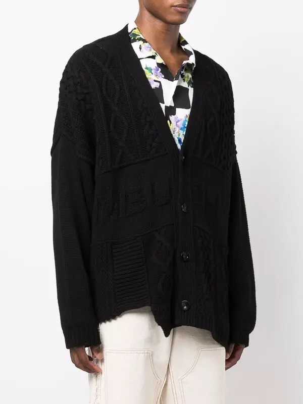 AMBUSH Patchwork Knitted Cardigan - Black