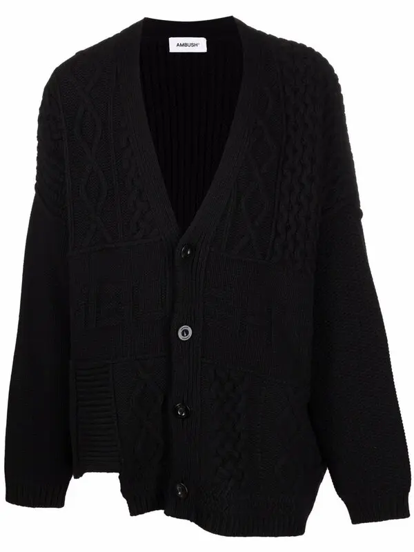 AMBUSH Patchwork Knitted Cardigan - Black