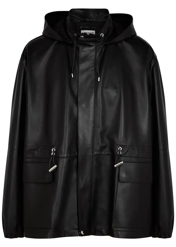 Loewe Hooded Leather Jacket - Black | Editorialist