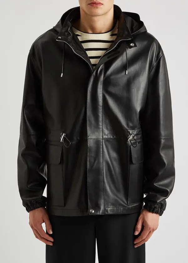 Loewe Hooded Leather Jacket - Black | Editorialist