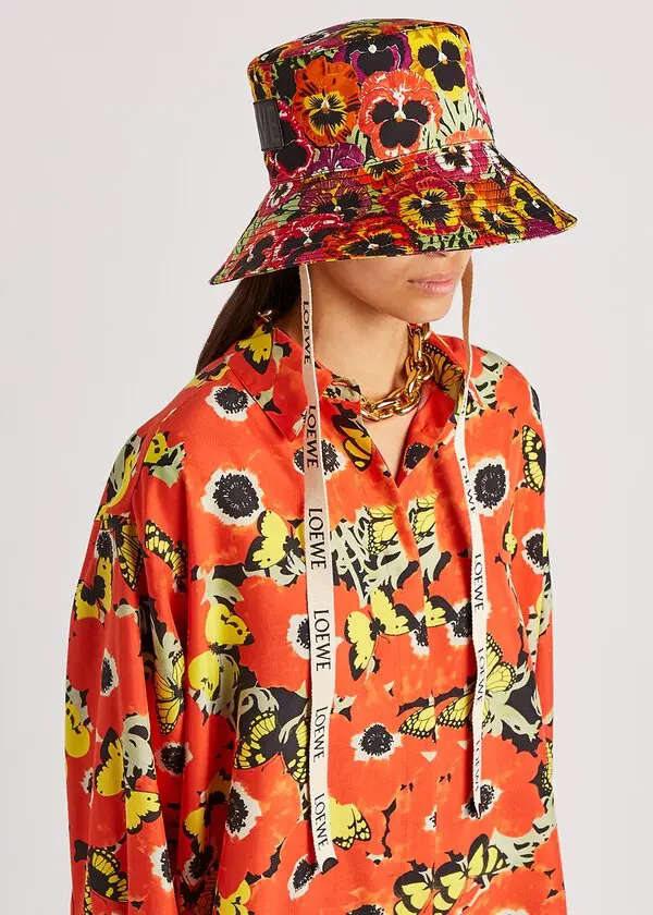 LOEWE Multicolor Printed Bucket Hat - Orange Pink Fisherman hat in raffia Multicolor - LOEWE USA Official Website main image 4