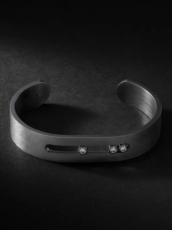 Messika Move Graphite Titanium Diamond Cuff - Gray
