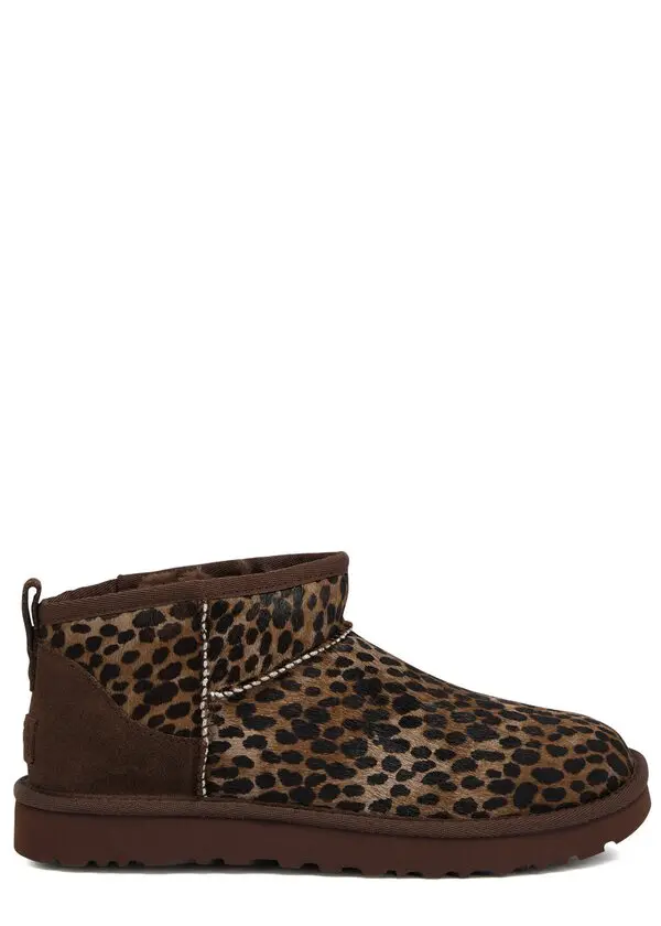 UGG Classic Ultra Mini Calf Hair Ankle Boots - Brown