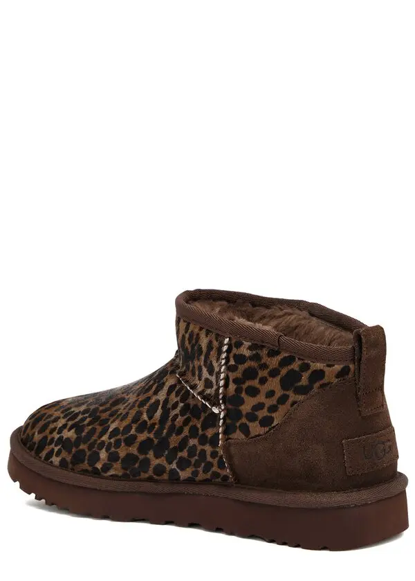 UGG Classic Ultra Mini Calf Hair Ankle Boots - Brown