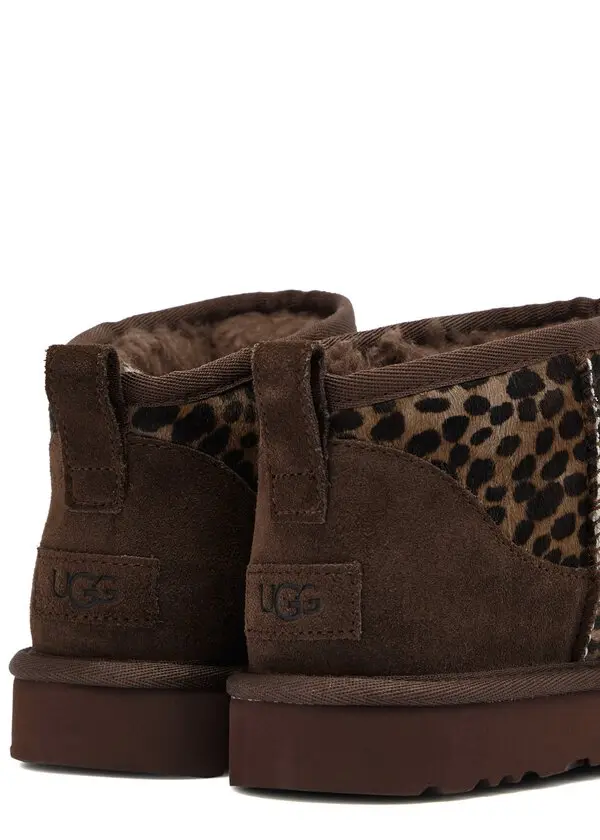 UGG Classic Ultra Mini Calf Hair Ankle Boots - Brown