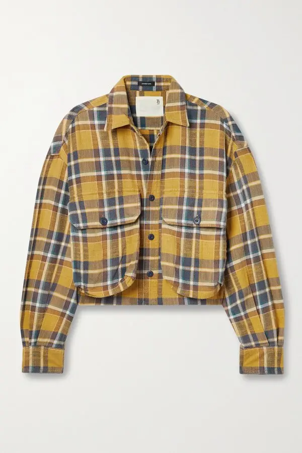 R13 Cropped Plaid Cotton-flannel Shirt
