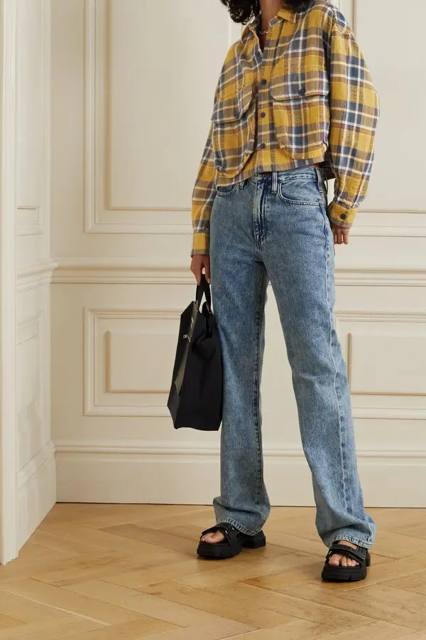 R13 Cropped Plaid Cotton-flannel Shirt