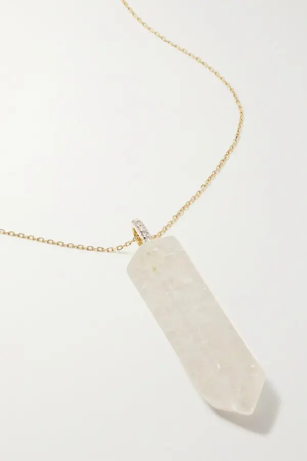 Mateo 14-karat Quartz And Diamond Pendant Necklace - Gold