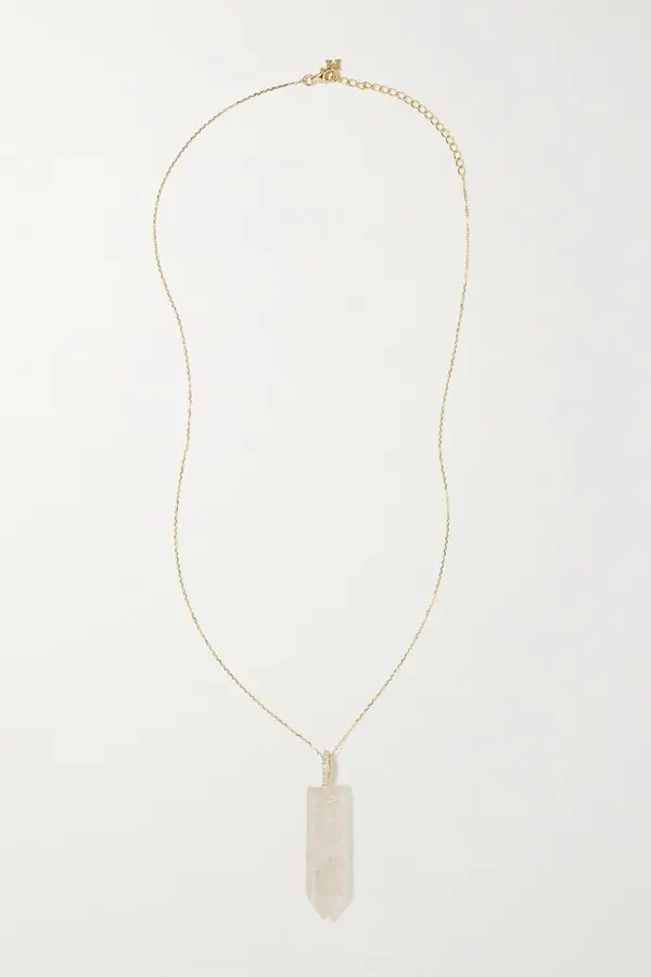 Mateo 14-karat Quartz And Diamond Pendant Necklace