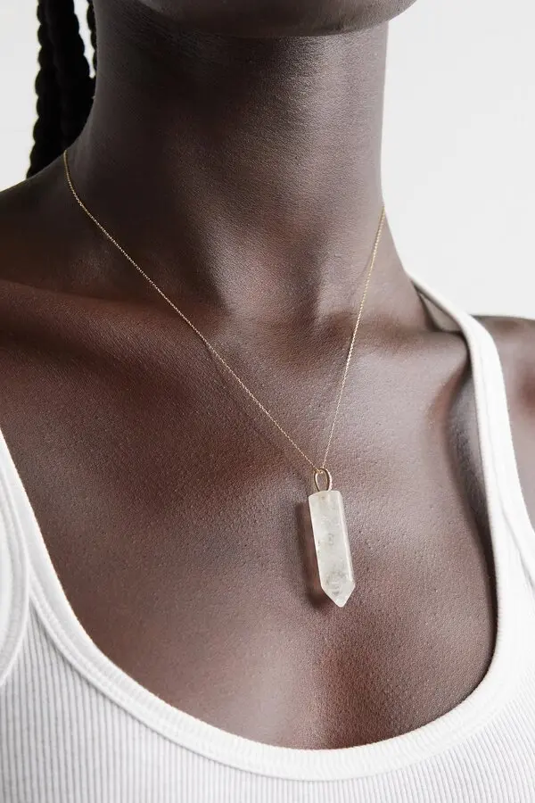 Mateo 14-karat Quartz And Diamond Pendant Necklace