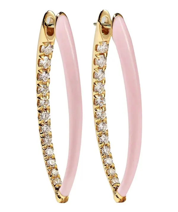 Melissa Kaye Cristina Medium 18-karat Enamel And Diamond Earrings
