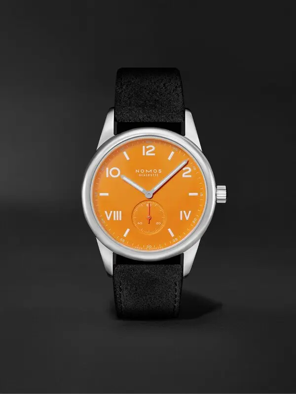 NOMOS GLASHUTTE Club Campus Hand-wound 38mm Stainless Steel And Leather Watch - Orange