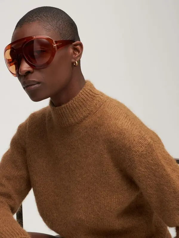 Tom Ford Serena Oversize Round Sunglasses - Orange,Brown 