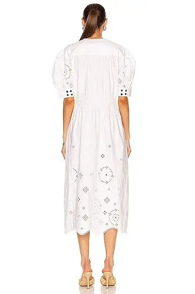 GANNI Broderie Anglaise Dress In White