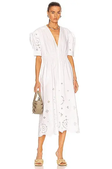 GANNI Broderie Anglaise Dress In White