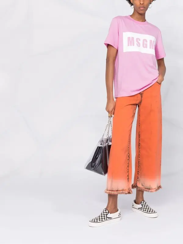 MSGM Logo-print Cotton T-shirt - Pink