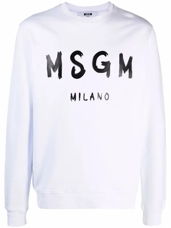 MSGM Logo-print Crew Neck Sweatshirt - White