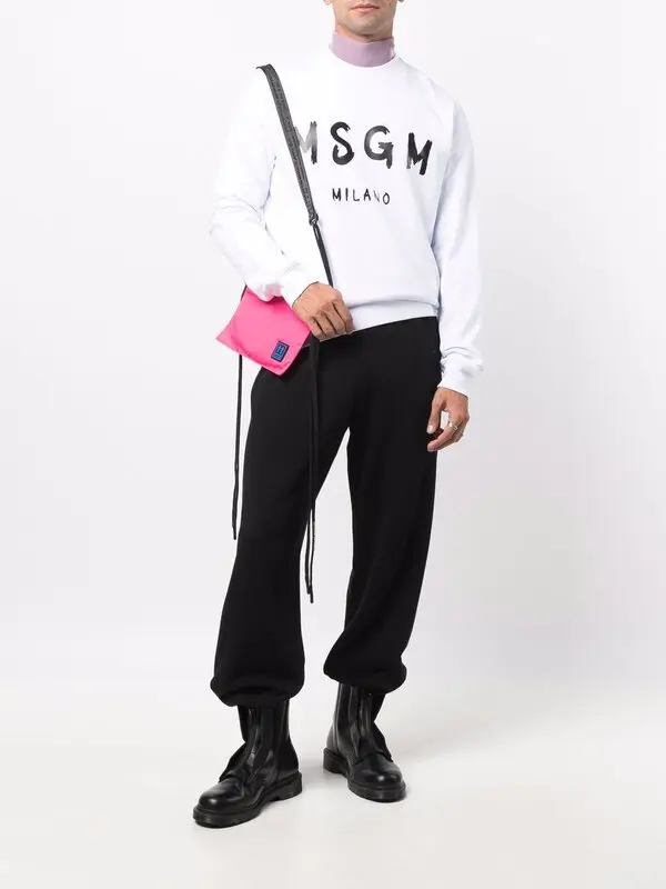 MSGM Logo-print Crew Neck Sweatshirt - White