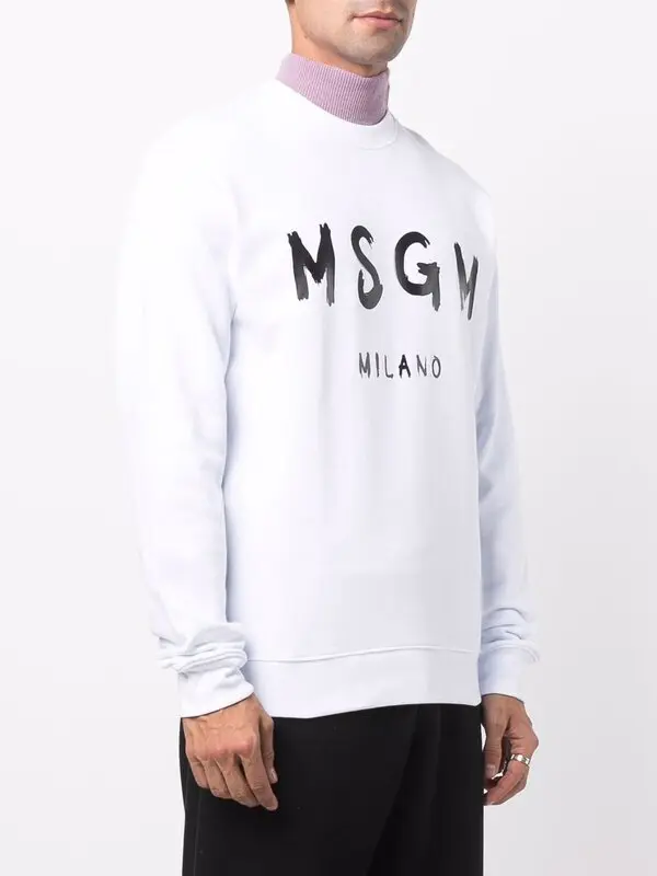 MSGM Logo-print Crew Neck Sweatshirt - White