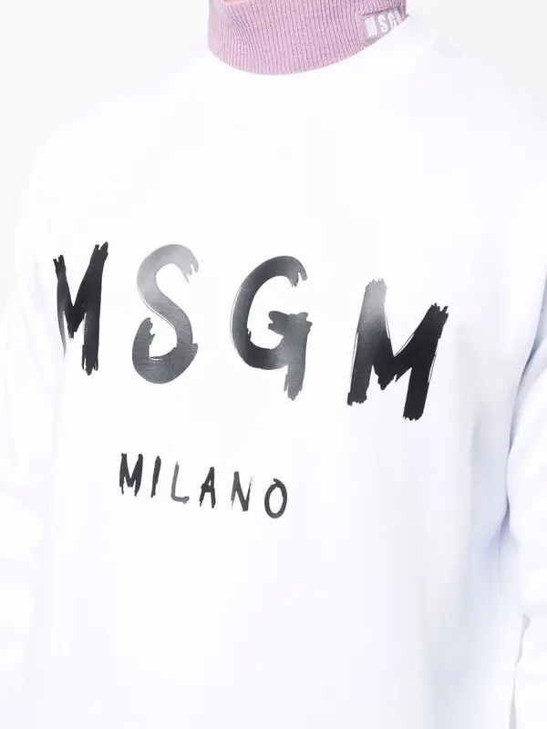 MSGM Logo-print Crew Neck Sweatshirt - White