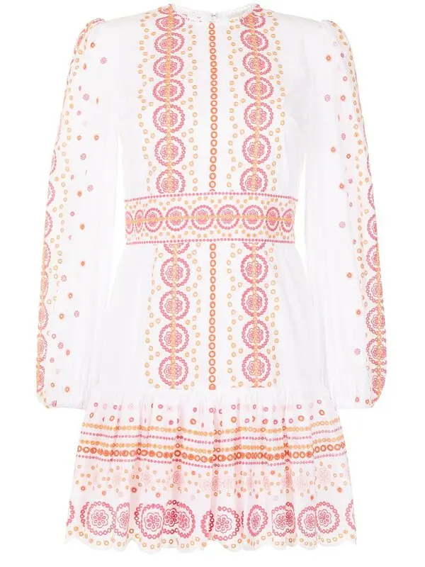 green emerald velvet dress Zimmermann Patience Plunge Embroidered Linen Mini Dress main image 0