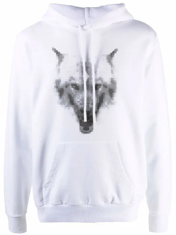 COUNTY OF MILAN Wolf-print Cotton Hoodie - White