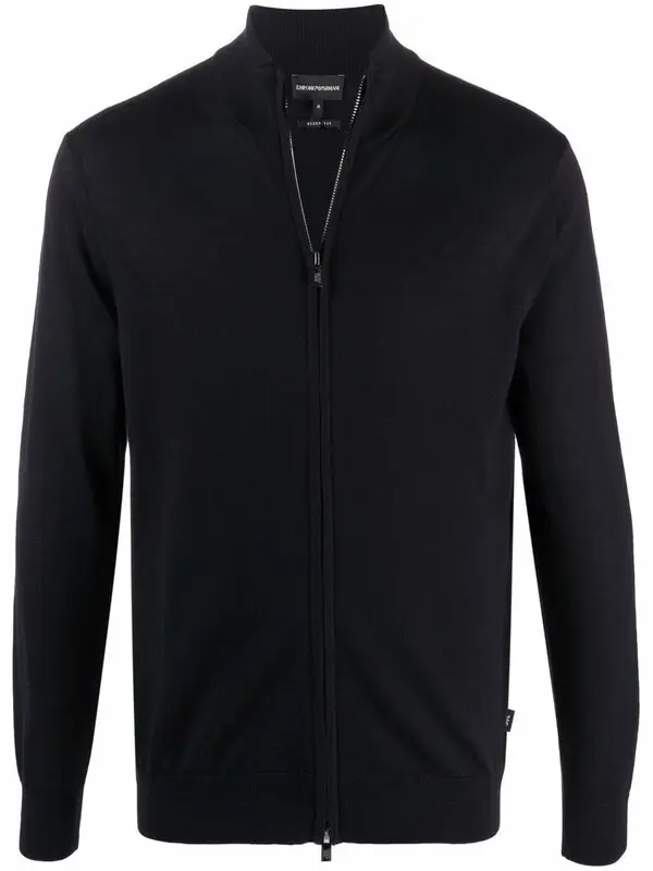 Emporio Armani Zip-up Virgin Wool Cardigan - Blue