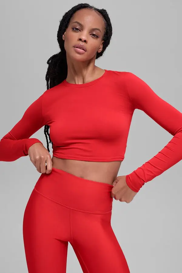 Alo Yoga Alosoft Crop Finesse Long Sleeve Top - Bright Red