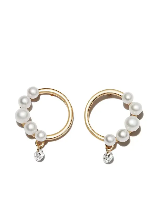 PERSEE 18kt Yellow Pearl And Diamond Stud Earrings - Gold