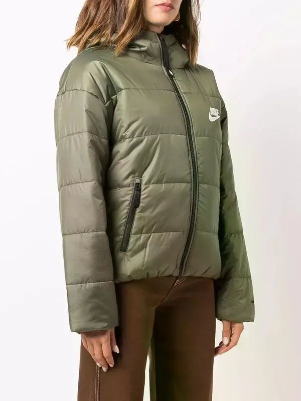 Nike Logo-print Hooded Puffer Jacket - Green