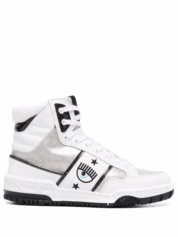 CHIARA FERRAGNI Eye-motif High-top Sneakers - White