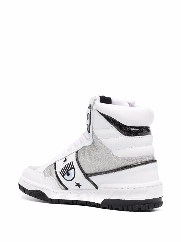 CHIARA FERRAGNI Eye-motif High-top Sneakers - White