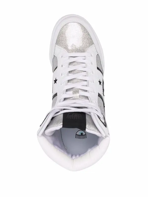 CHIARA FERRAGNI Eye-motif High-top Sneakers - White