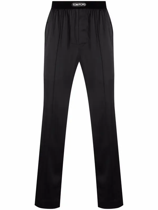TOM FORD Logo-waistband Silk Pajama Trousers - Black