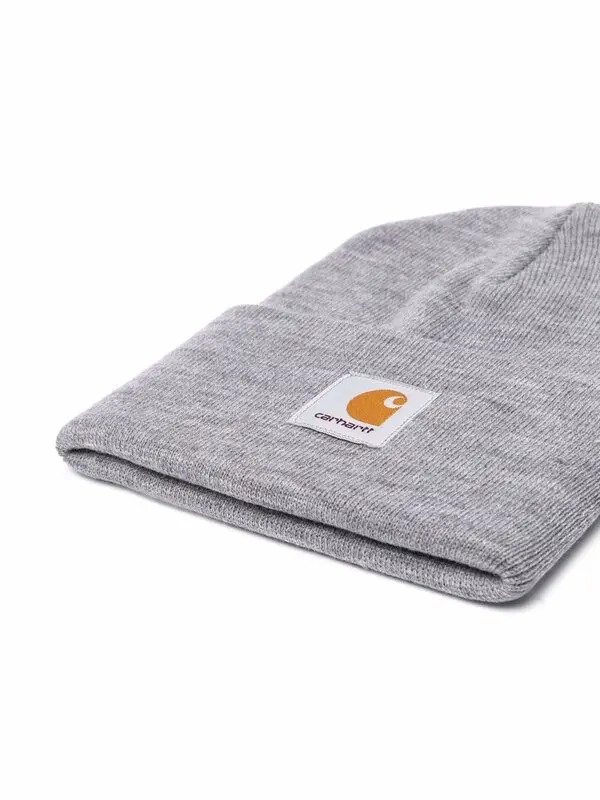 Carhartt Work In Progress Logo Patch Knitted Beanie - Grey