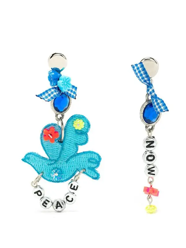 AMIR SLAMA BIJOUX Amir Slama Peace Now Mismatched Earrings - Blue