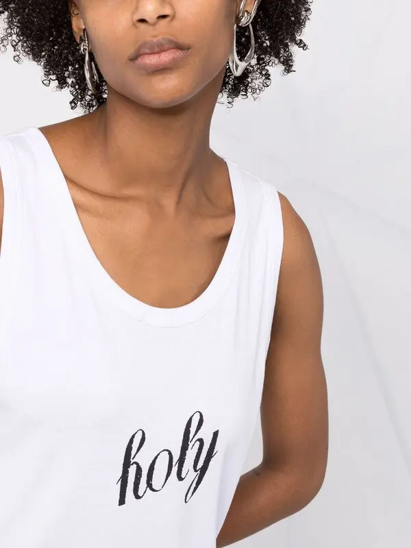 Ann Demeulemeester Holy Print Tank Top In White - 40% Off