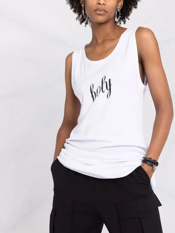 Ann Demeulemeester Holy Print Tank Top In White - 40% Off