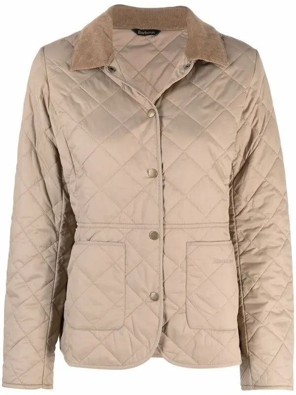 Barbour Deveron Corduroy-collar Quilted Jacket - Neutrals