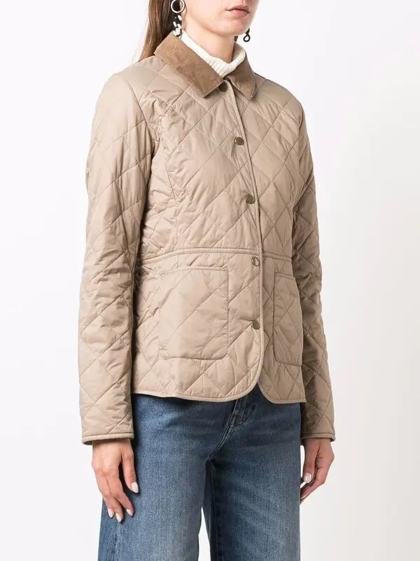 Barbour Deveron Corduroy-collar Quilted Jacket - Neutrals