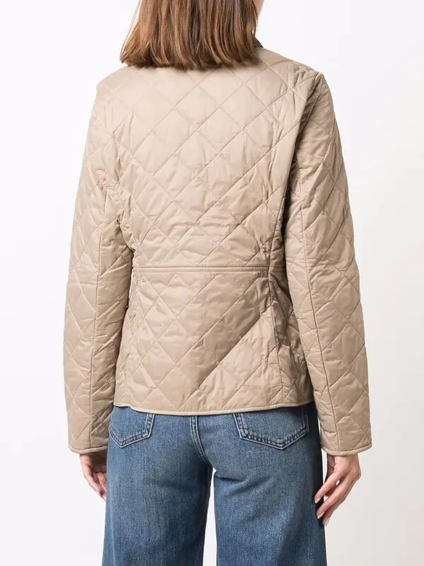 Barbour Deveron Corduroy-collar Quilted Jacket - Neutrals