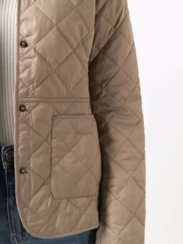 Barbour Deveron Corduroy-collar Quilted Jacket - Neutrals