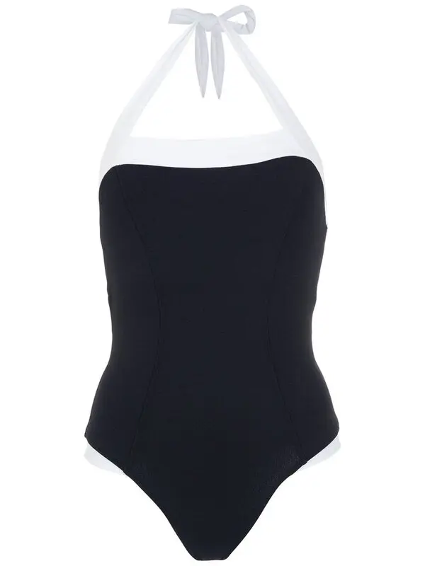 AMIR SLAMA Two-tone One-piece Swimsuit - Black