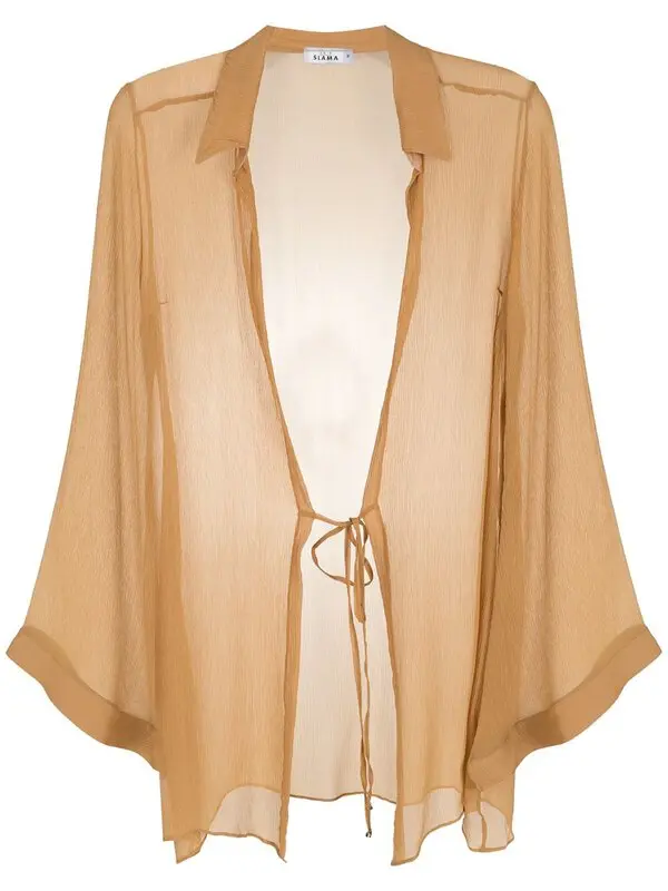 AMIR SLAMA Tie-front Silk Beach Cover-up - Brown