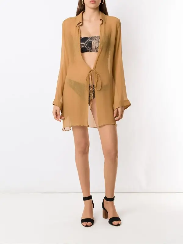 AMIR SLAMA Tie-front Silk Beach Cover-up