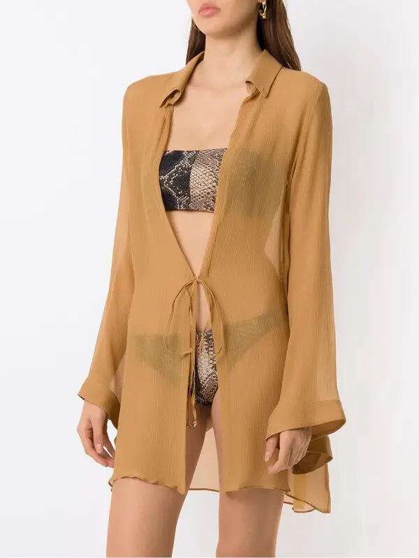 AMIR SLAMA Tie-front Silk Beach Cover-up