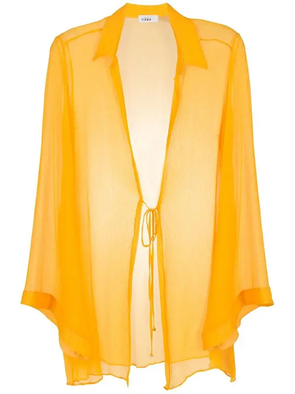 AMIR SLAMA Tie-front Silk Beach Cover-up - Yellow