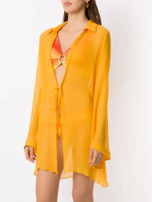 AMIR SLAMA Tie-front Silk Beach Cover-up